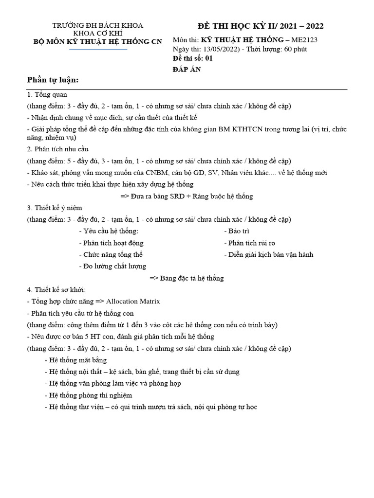 KTHT - 2022 - Dap An | PDF