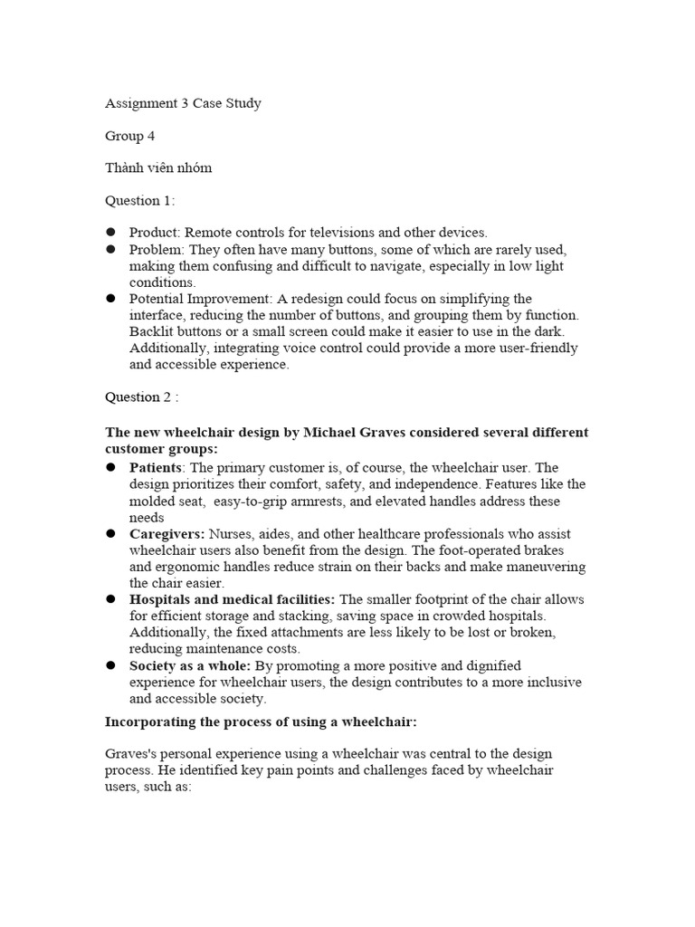 Assignment 3 Case Study Pdf Wheelchair Design