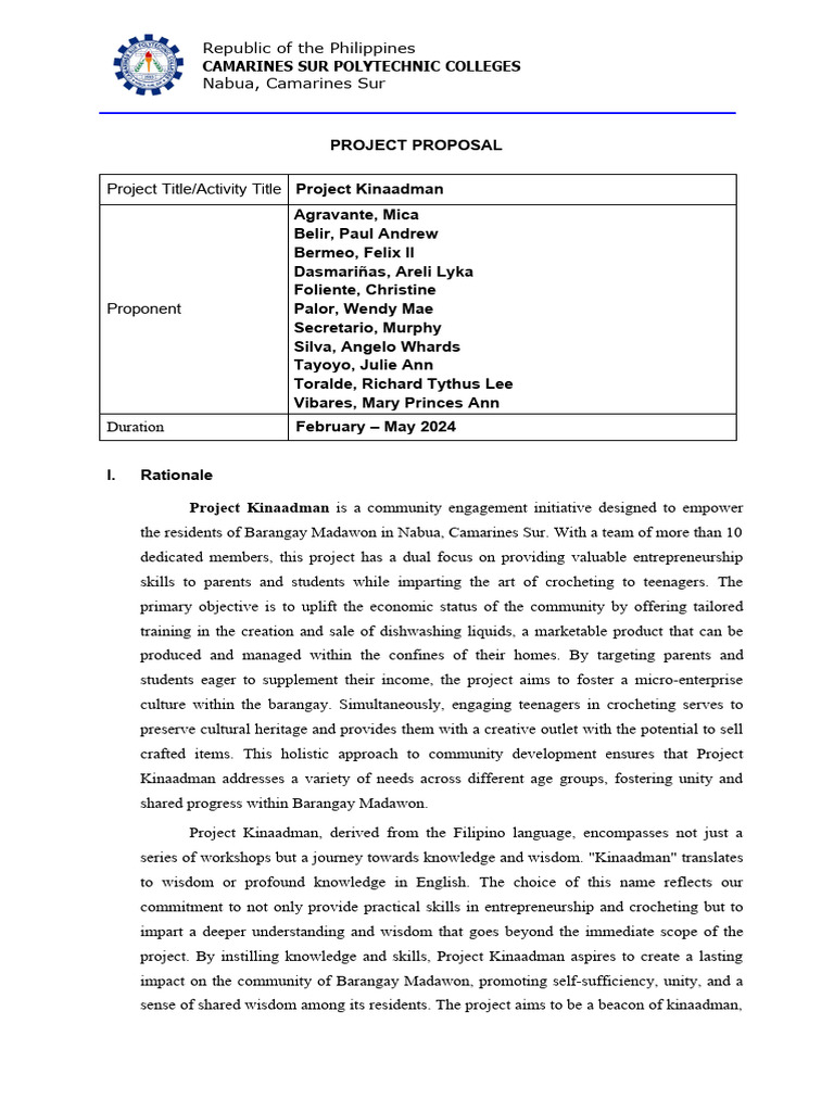 Project-Proposal-editing | PDF | Community | Entrepreneurship