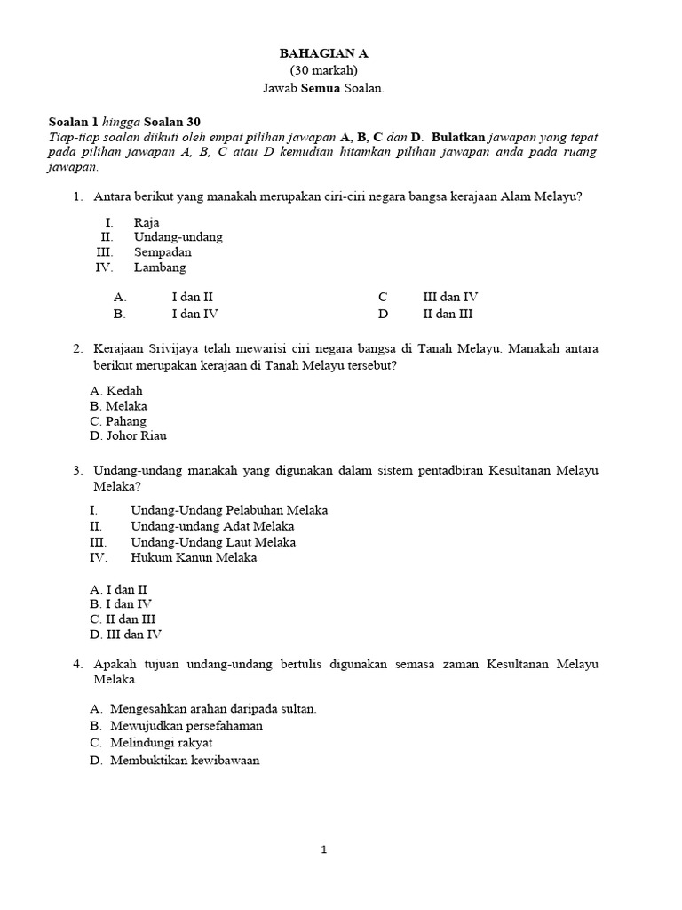 Ujian Diagnostik 1 SEJ T4 | PDF