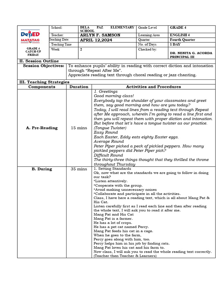 CUF READING DLL W2 4th | PDF | Cognition | Learning