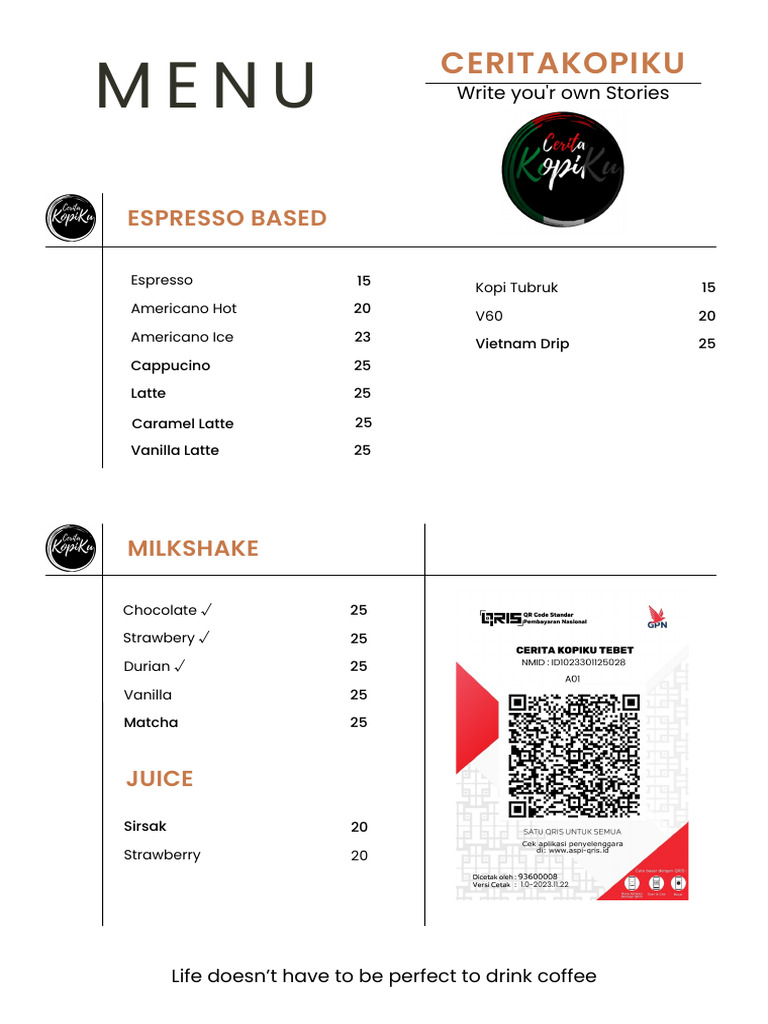 Espresso Milkshake & Coffee Menu | PDF | Coffee | Foods