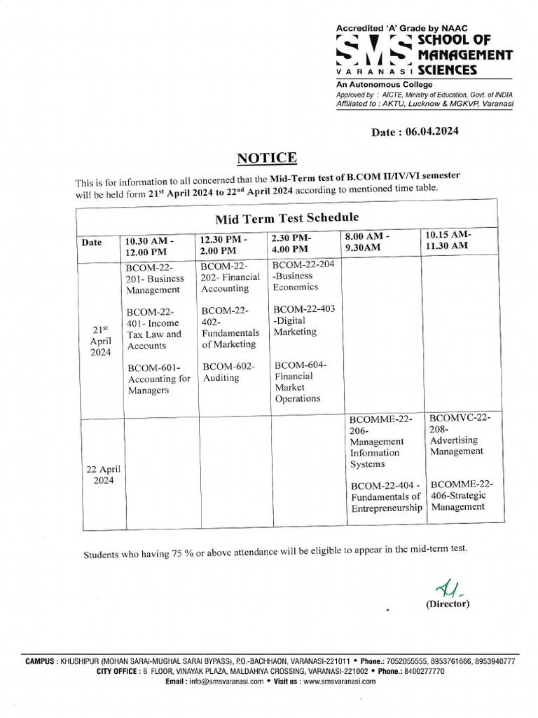 Notice - Mid Term Test | PDF | Economies | Business