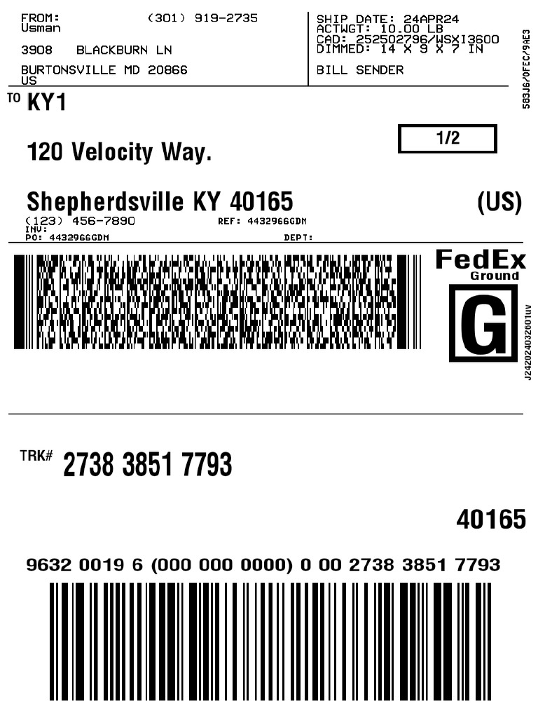Fedex courier lable sample | PDF