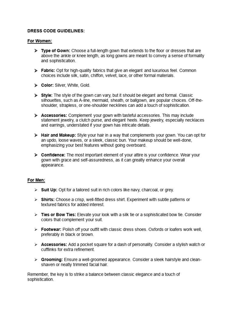 DRESS CODE GUIDELINES | PDF