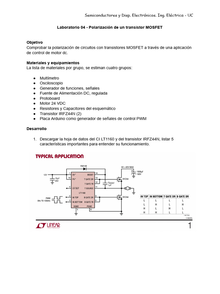 Laboratorio 04 - Mosfet Irf744n | PDF