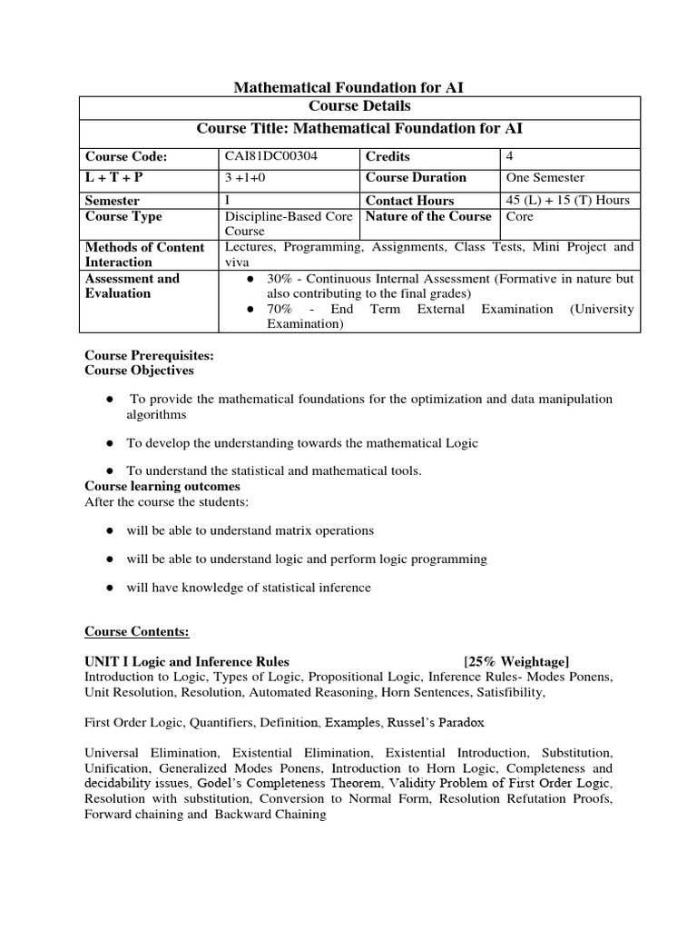 Math Foundations for AI Students | PDF | Probability Distribution ...