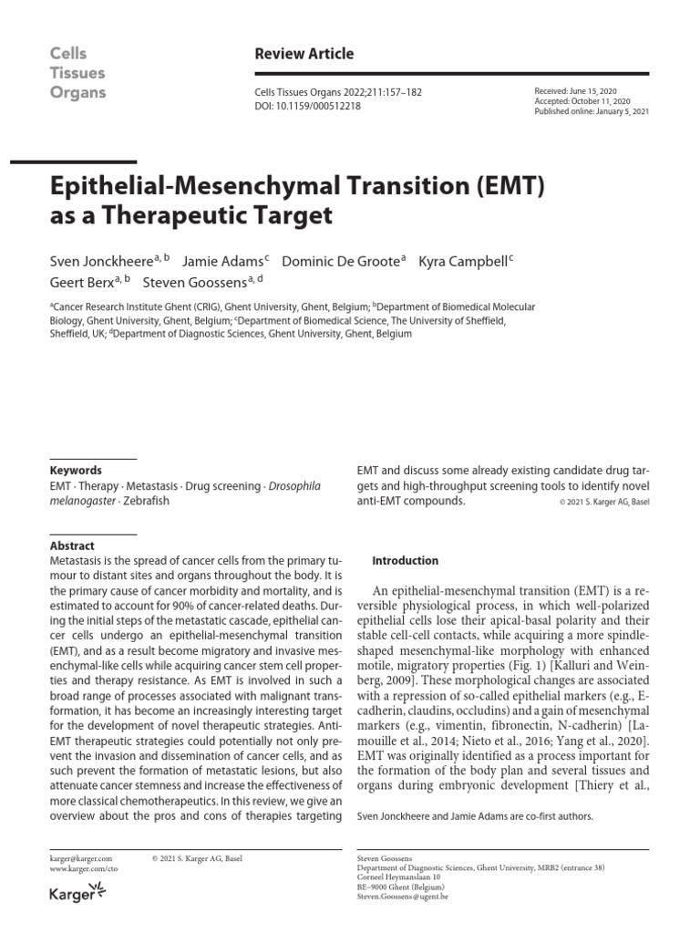 Epithelial-Mesenchymal Transition (EMT) | Download Free PDF | Epidermal Growth Factor Receptor ...