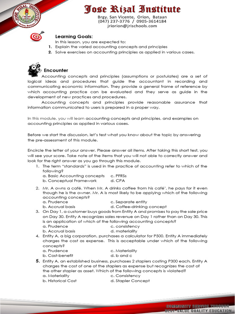 TLE 10 Learning-Module-Chapter-6 | PDF | Going Concern | Historical Cost