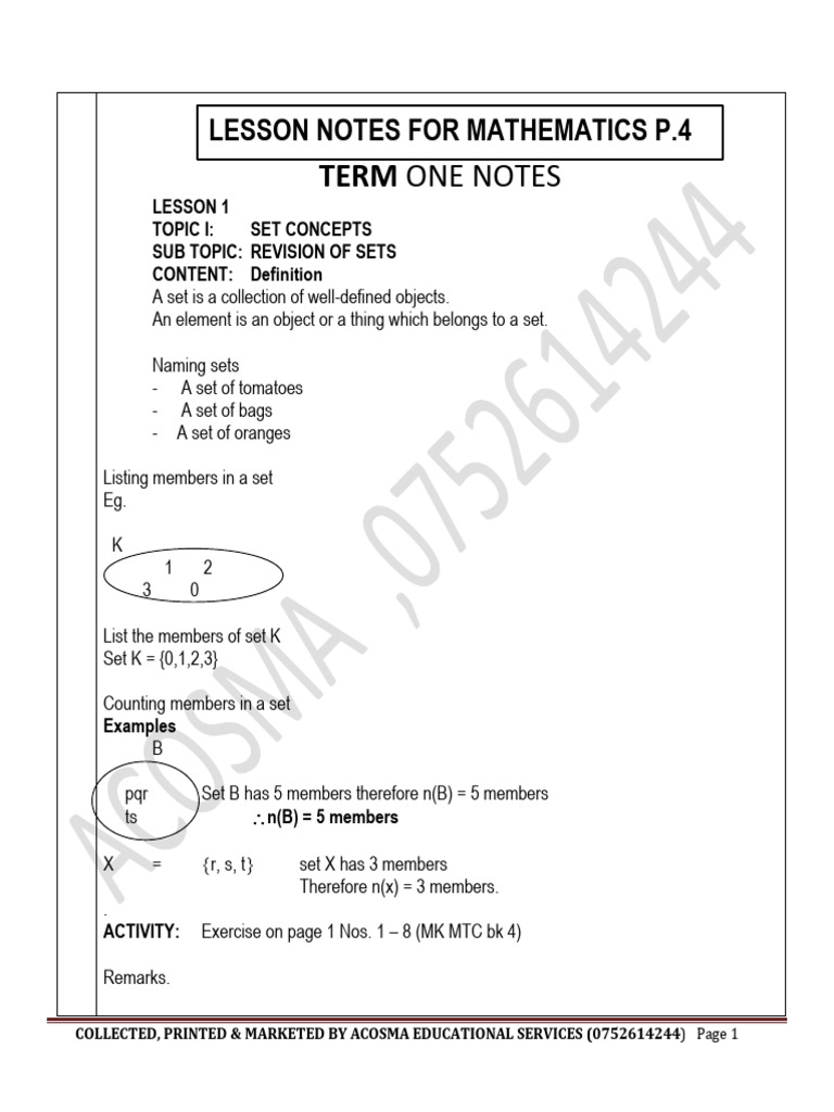 PRIMARY FOUR MATHS (1) | PDF | Numbers | Infinity