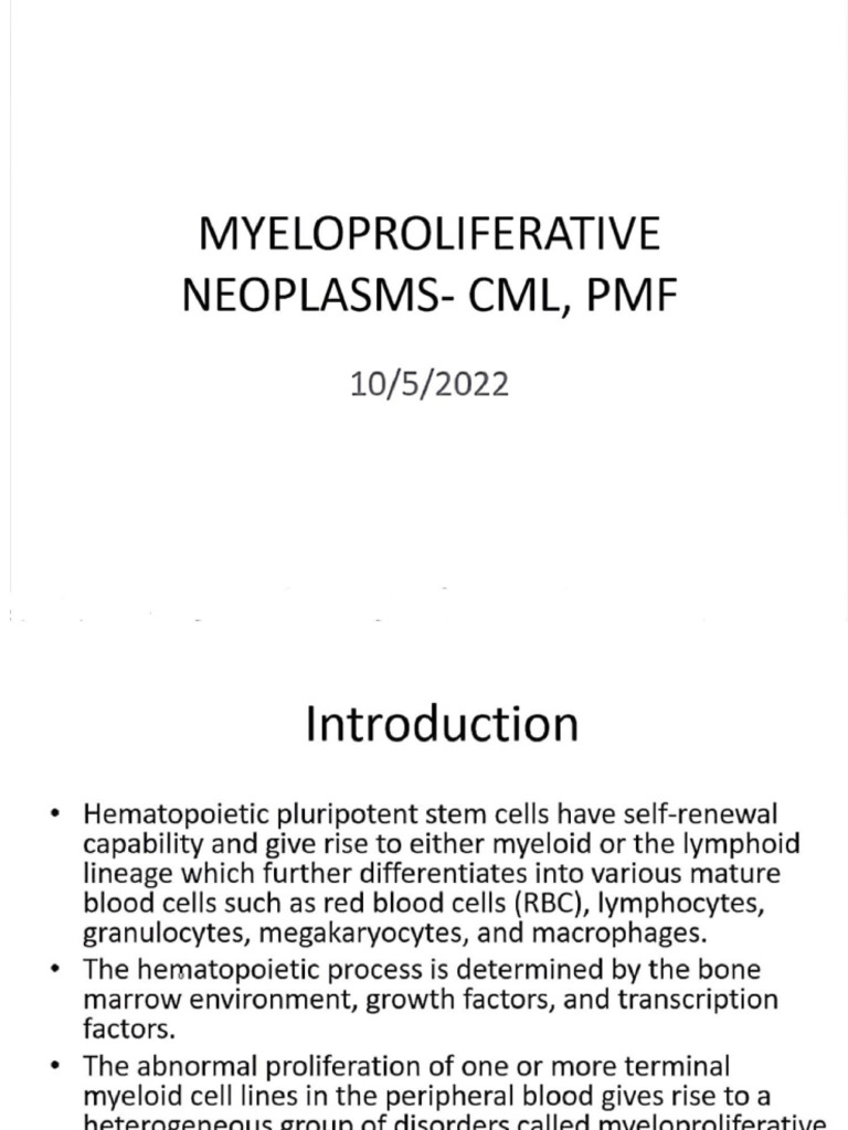 Myeloproliferative Neoplasms, CML Pmf. | PDF