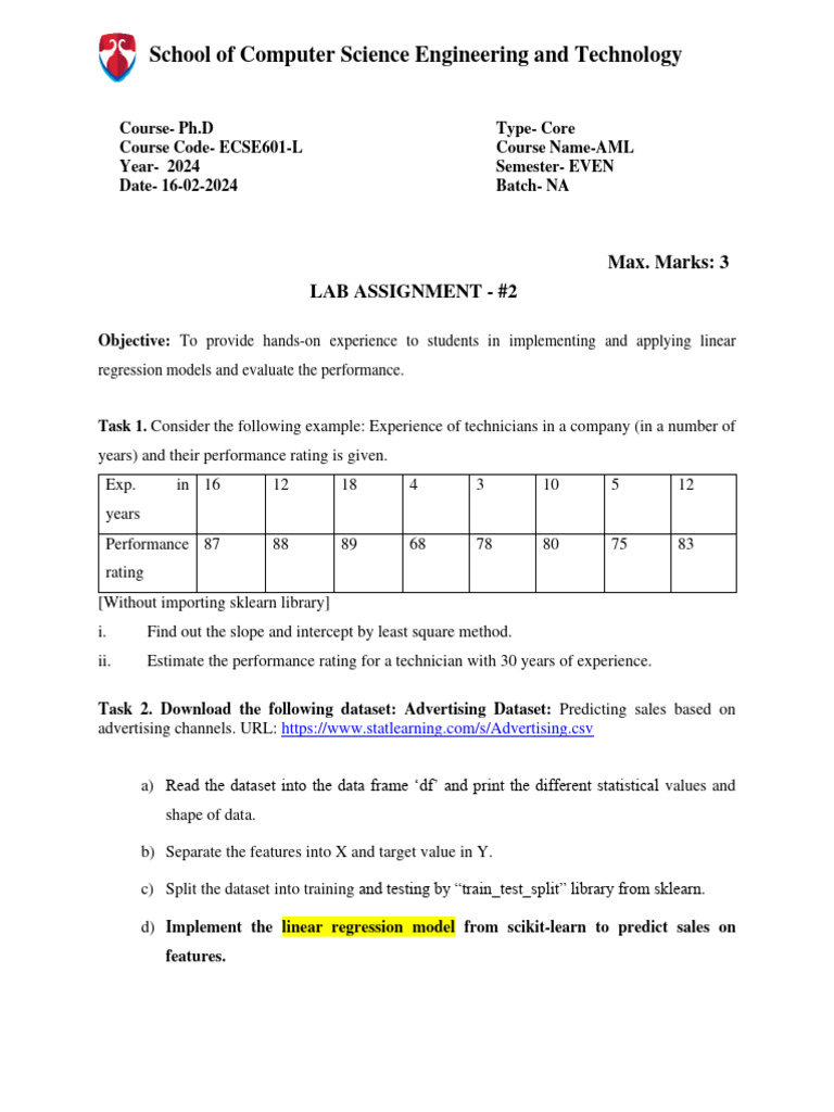 Aml Lab 2 | Download Free PDF | Regression Analysis | Accuracy And ...
