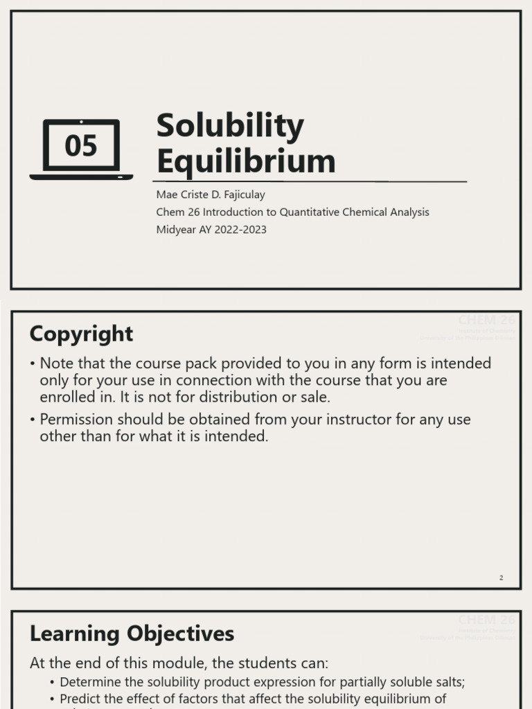 05 Solubility Equilibrium | PDF | Solubility | Hydroxide