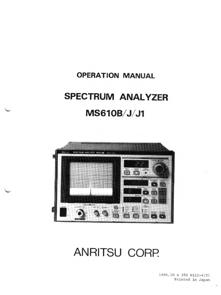 Anritsu MS610B B J J1 Opt 01 Opt 02 Spectrum Analyzer Operation Manual | PDF