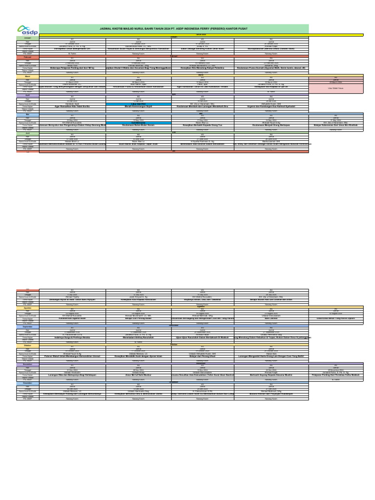 Jadwal Khotib Jumat 2024 Terbaru | PDF
