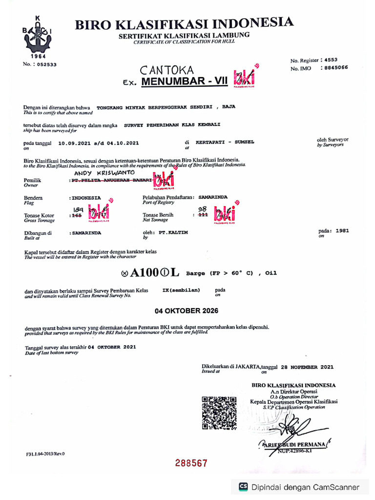 20231228-0751366840-Sertifikat Cantoka BKI Lambung | PDF