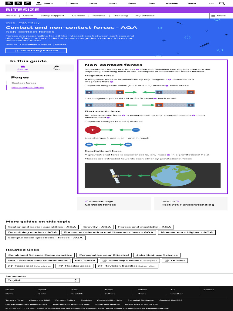Non-Contact Forces - Contact and Non-Contact Forces - AQA - GCSE ...