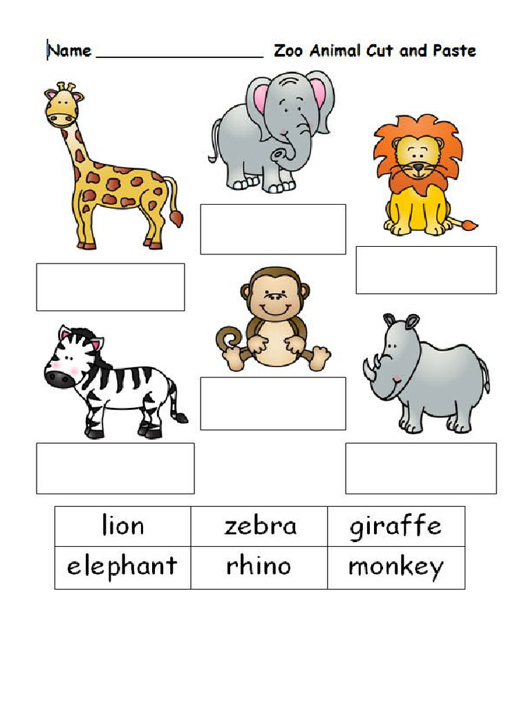 Zoo Animals Worksheets | PDF