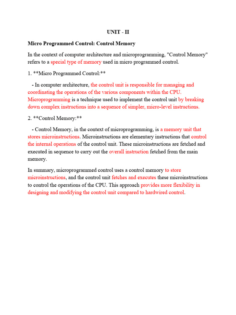 Unit - Ii Micro Programmed Control: Control Memory | PDF | Computer Data Storage | Cpu Cache
