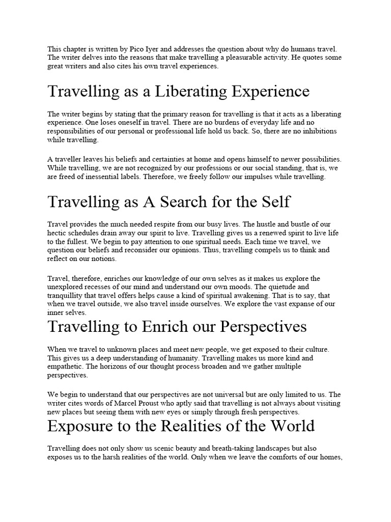 Why We Travel Notes | PDF | Self | Reason