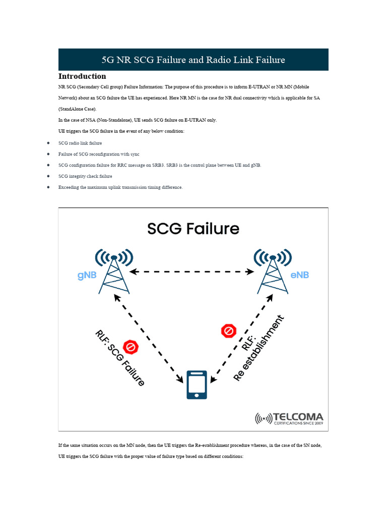 5G NR SCG Failure and Radio Link Failure | PDF | Electronics | Computer Science