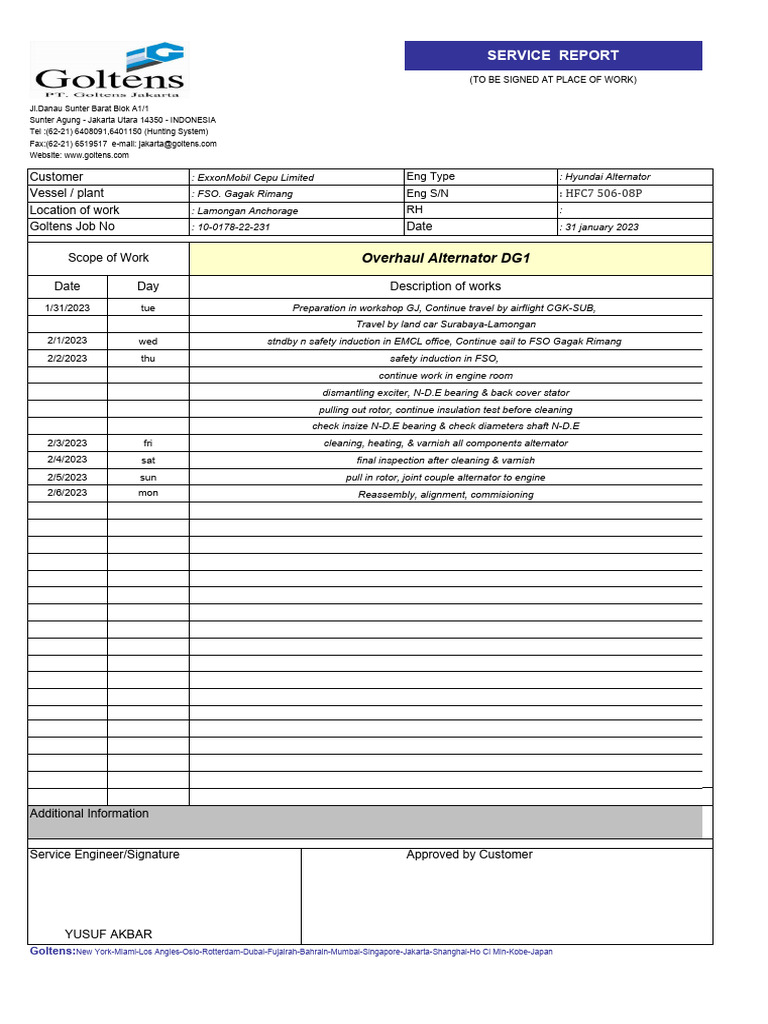 Service ReporT Fso | PDF | Propulsion | Engines
