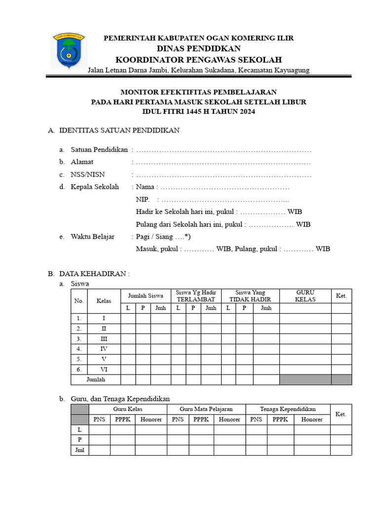Monitor Hari Pertama Sekolah | PDF