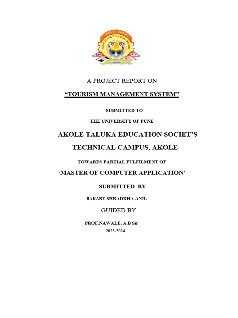 Tourism Management System Project Report | PDF | Php | Databases