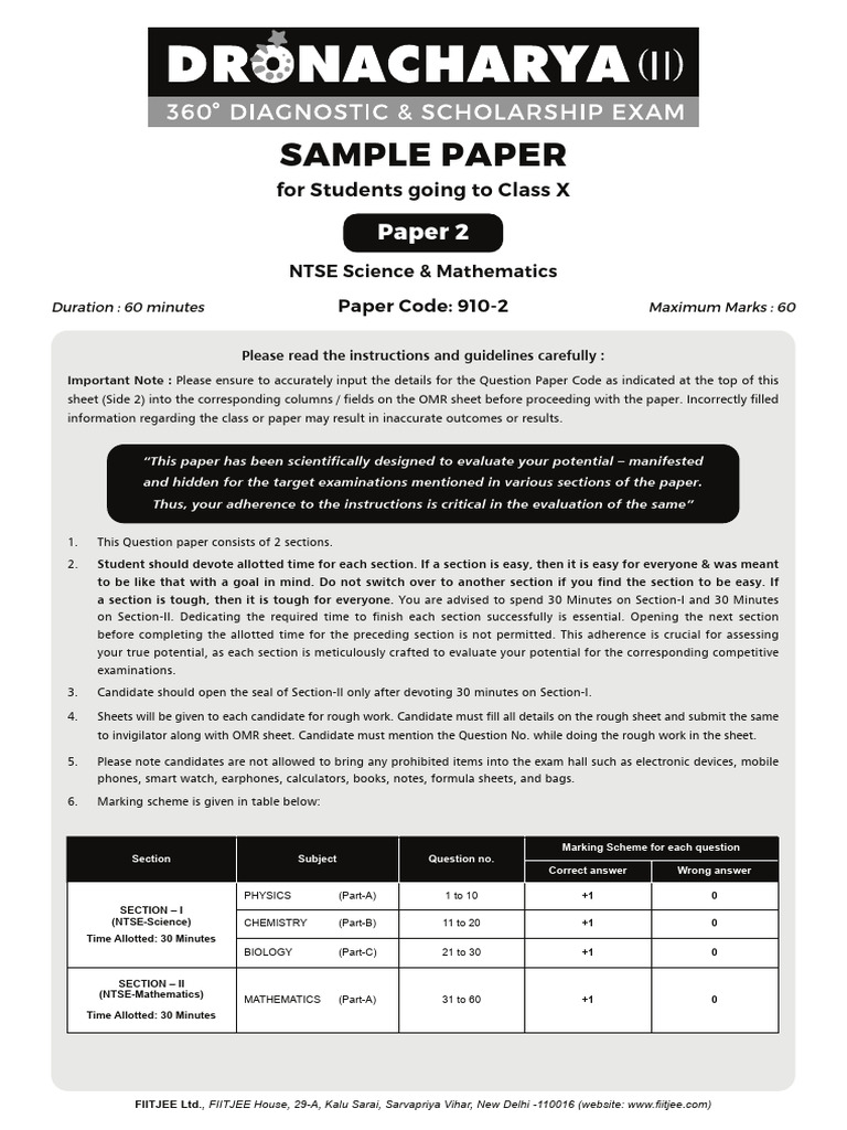 DRONACHARYA-II-2024-SAMPLE PAPER-CLASS-X-P2-S&M | PDF | Force | Mitochondrion