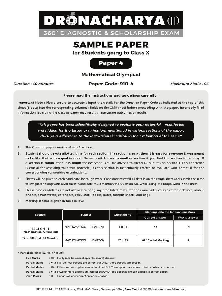 Dronacharya-Ii-2024-Sample Paper-Class-X-P4-Mo | Download Free PDF | Mathematics