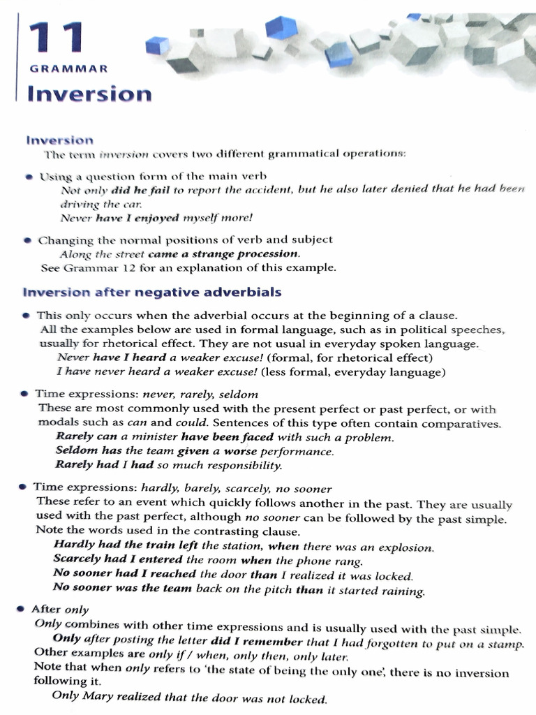English inversion practice | PDF