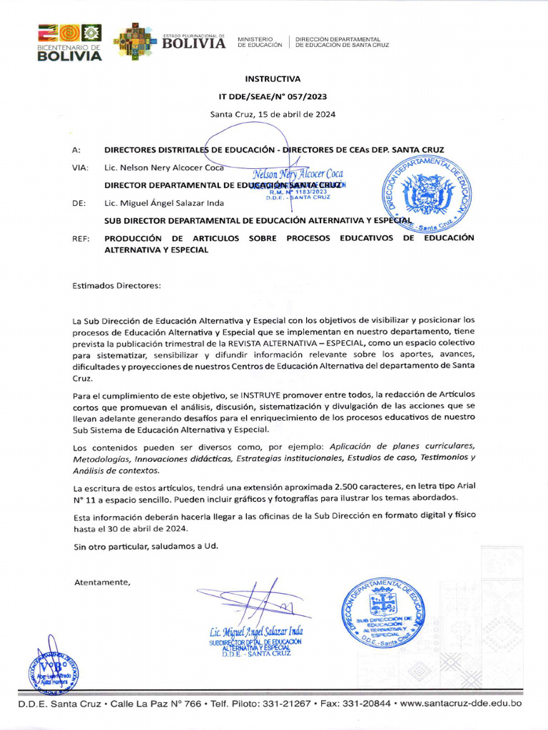 Instructiva Produccion de Articulos Sobre Procesos Educativos | PDF