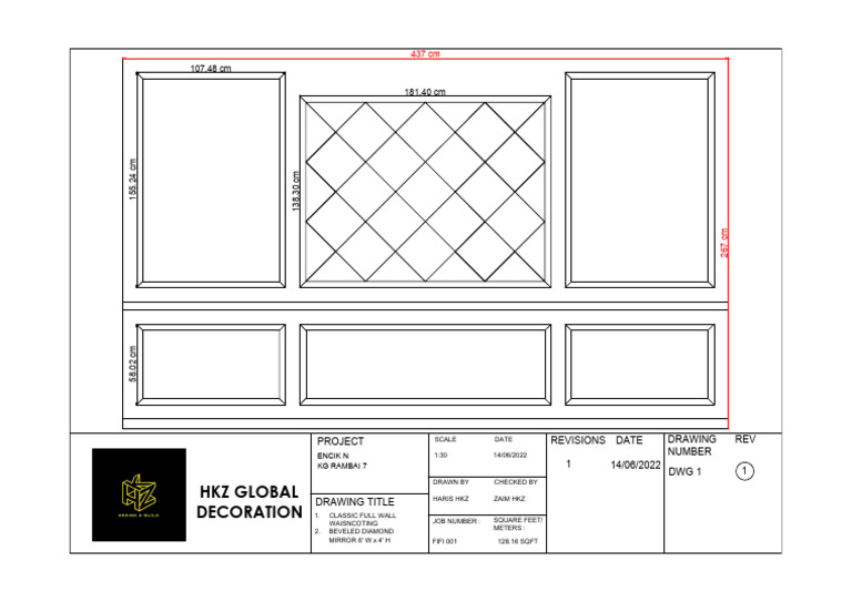 Classic Diamond Mirror Wainscoting Design | PDF