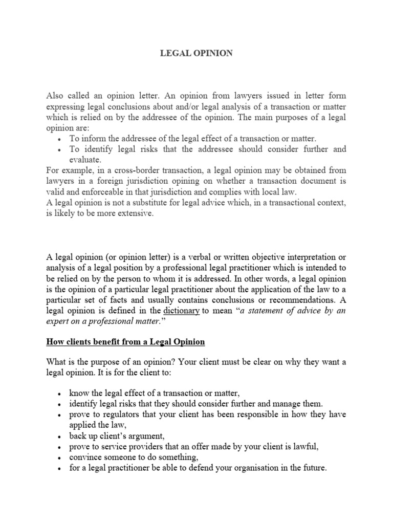 LEGAL OPINION notes | PDF | Loans | Opinion