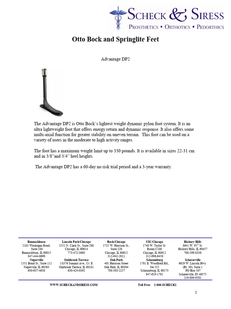 Otto Bock and Springlite Feet - Scheck & Siress | PDF | Foot