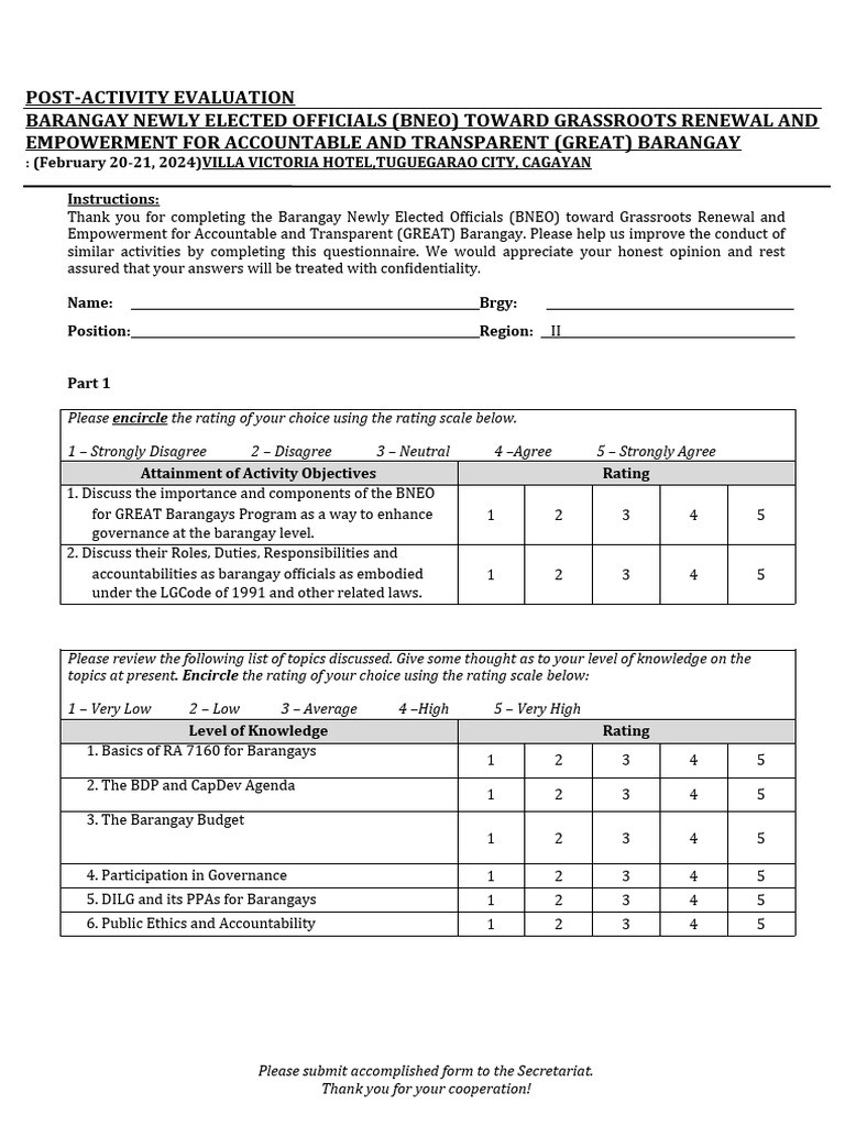 13 FM8 Post Activity Evaluatiion | PDF