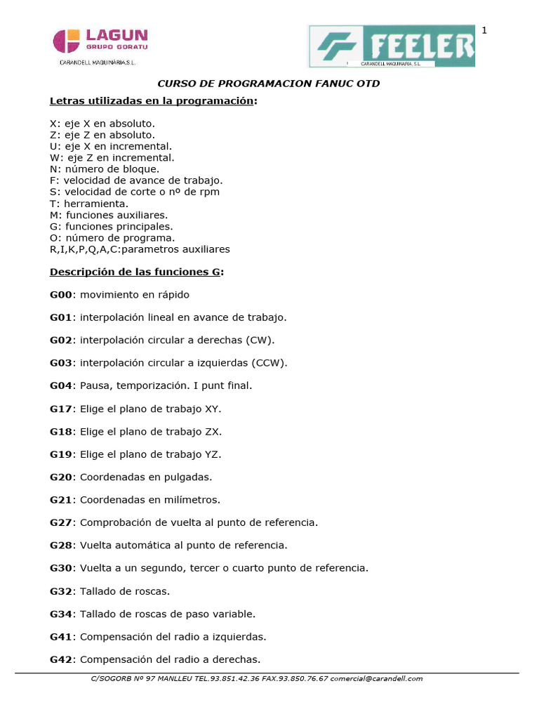 Curso de Programación CNC Fanuc | PDF | Perforar | Mecanizado