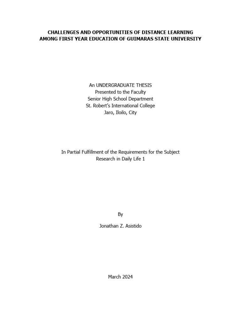 Sample Layout of Title Defense Proposal | PDF | Distance Education ...