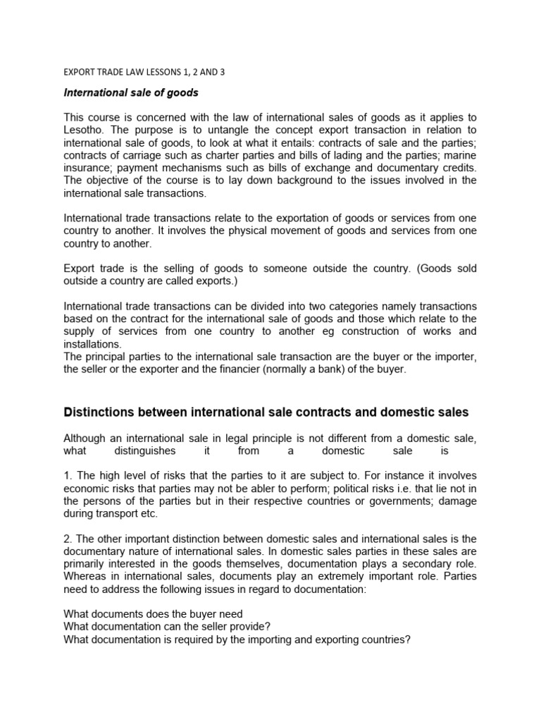 Export Trade Law for Lesotho | PDF | Bill Of Lading | Negotiable Instrument