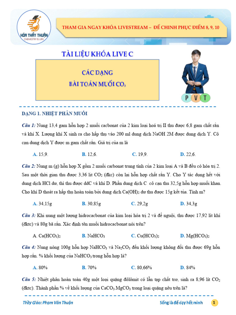 Các Dạng Bài Toán Muối Co3 - Đa | PDF