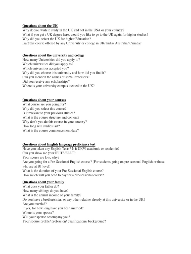 Interview Questionarrie-Sample | PDF | International English Language ...