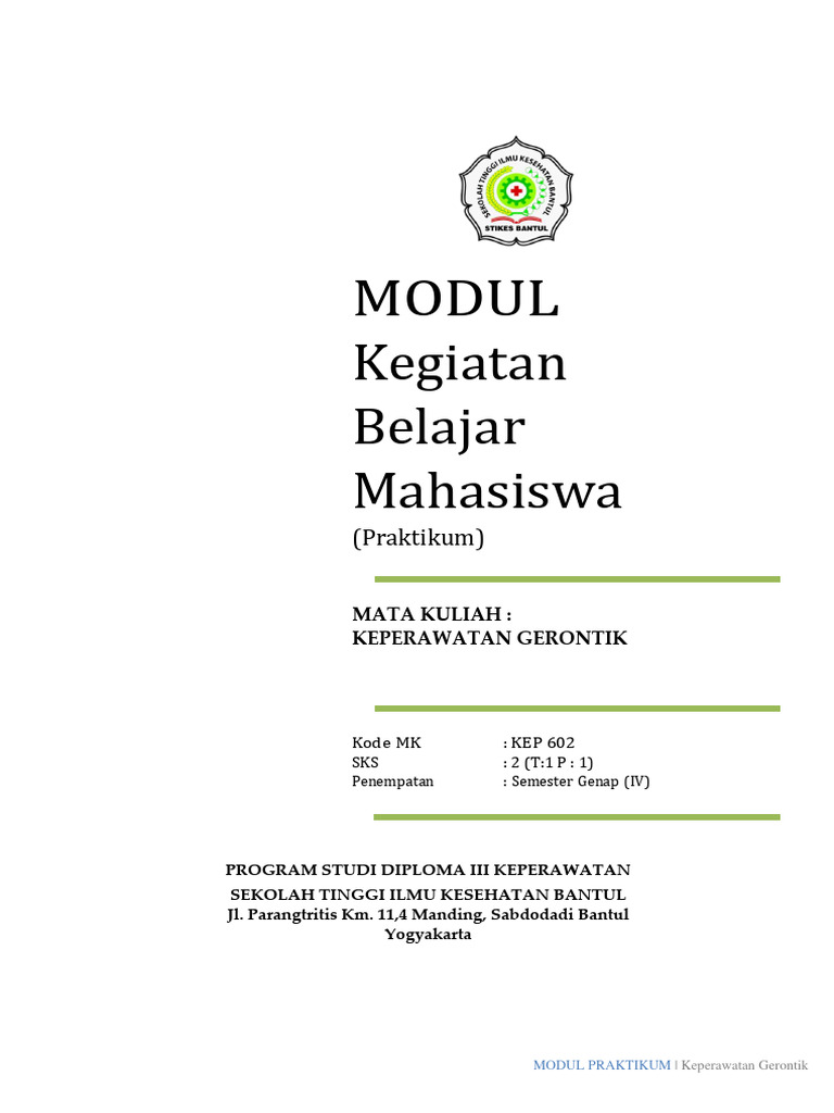 Modul Praktikum Gerontik Rev - Hani | PDF