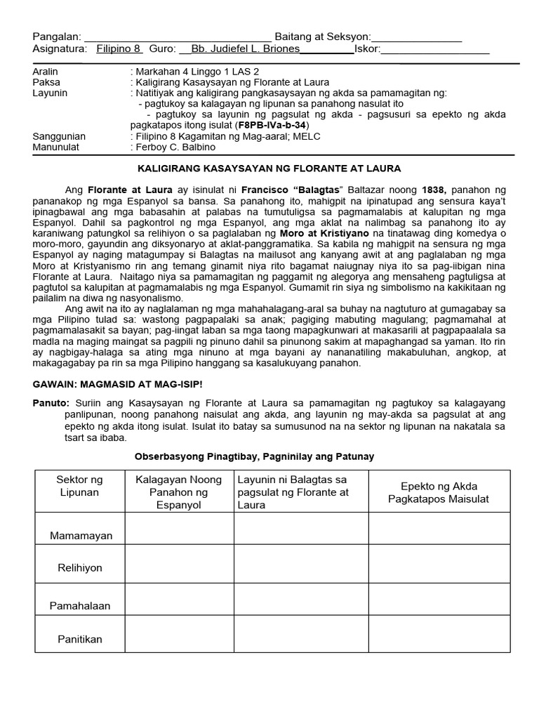 Q4-Fil8 W1 Las2 Balbino | PDF