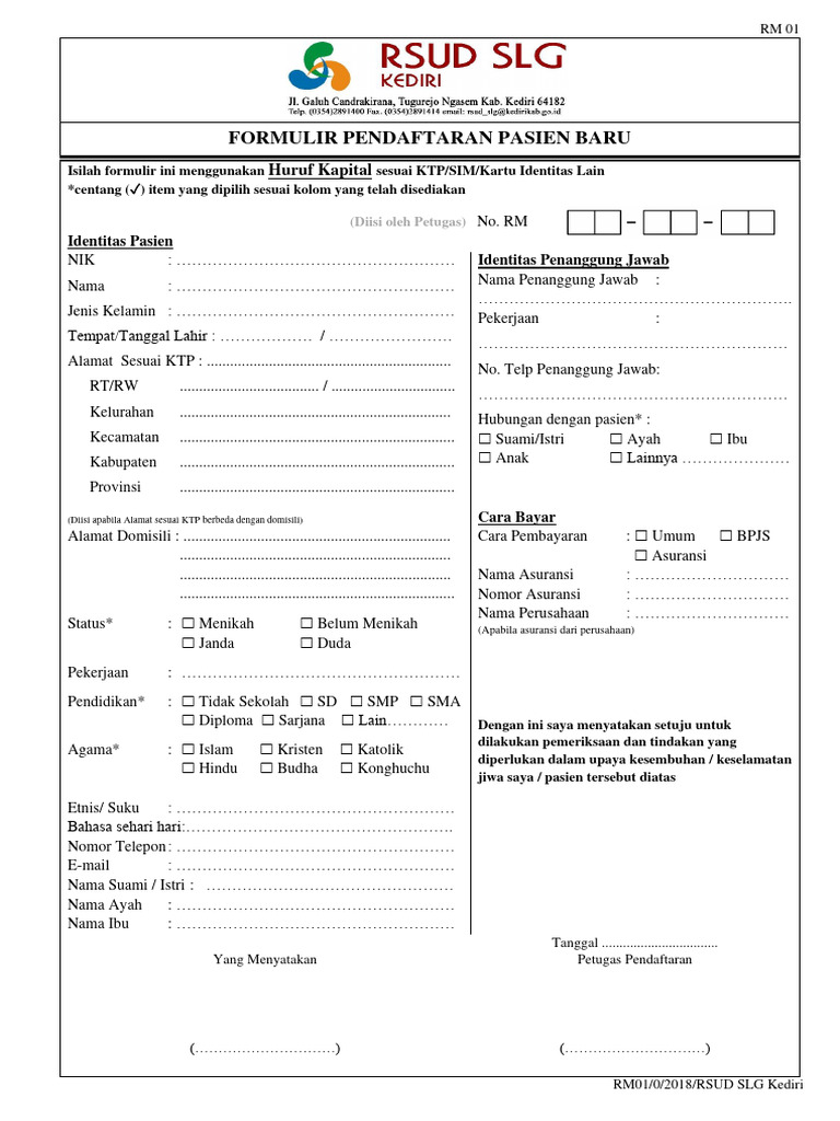 Formulir Pendaftaran Pasien Baru | PDF