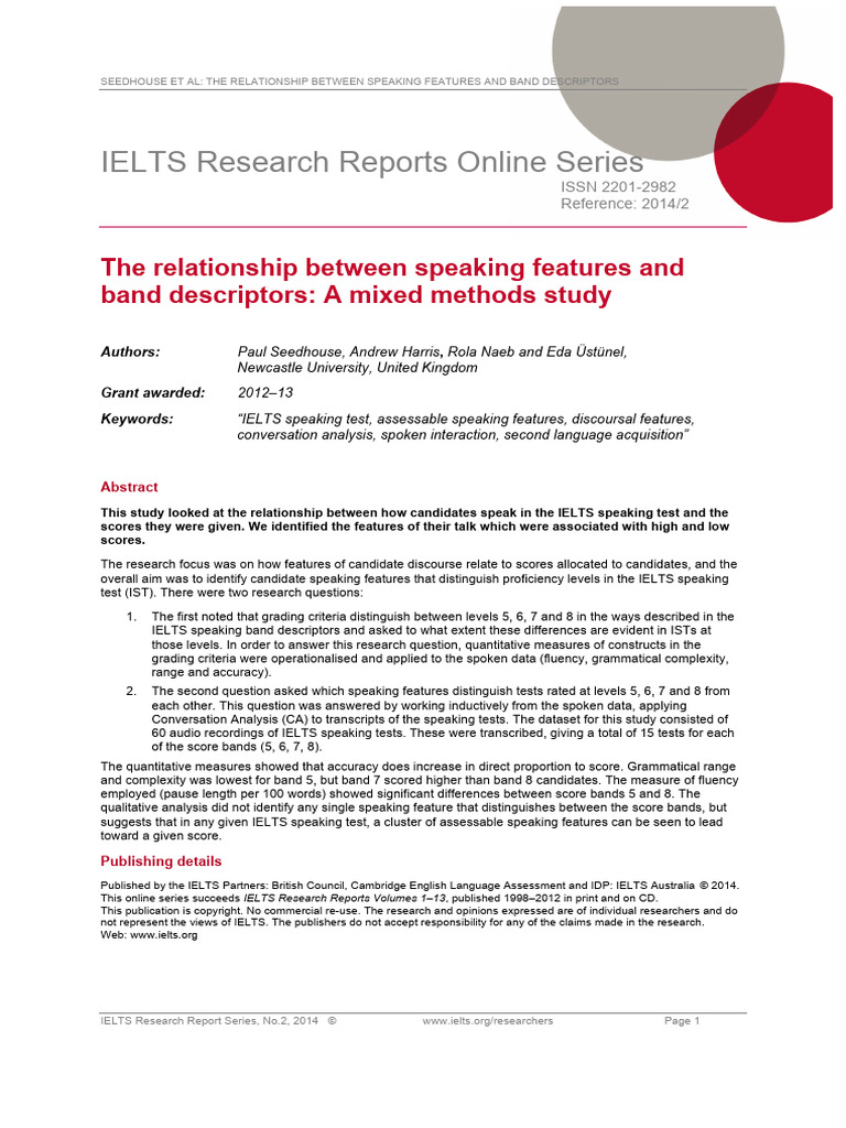 The relationship between speaking features and band descriptors - A ...