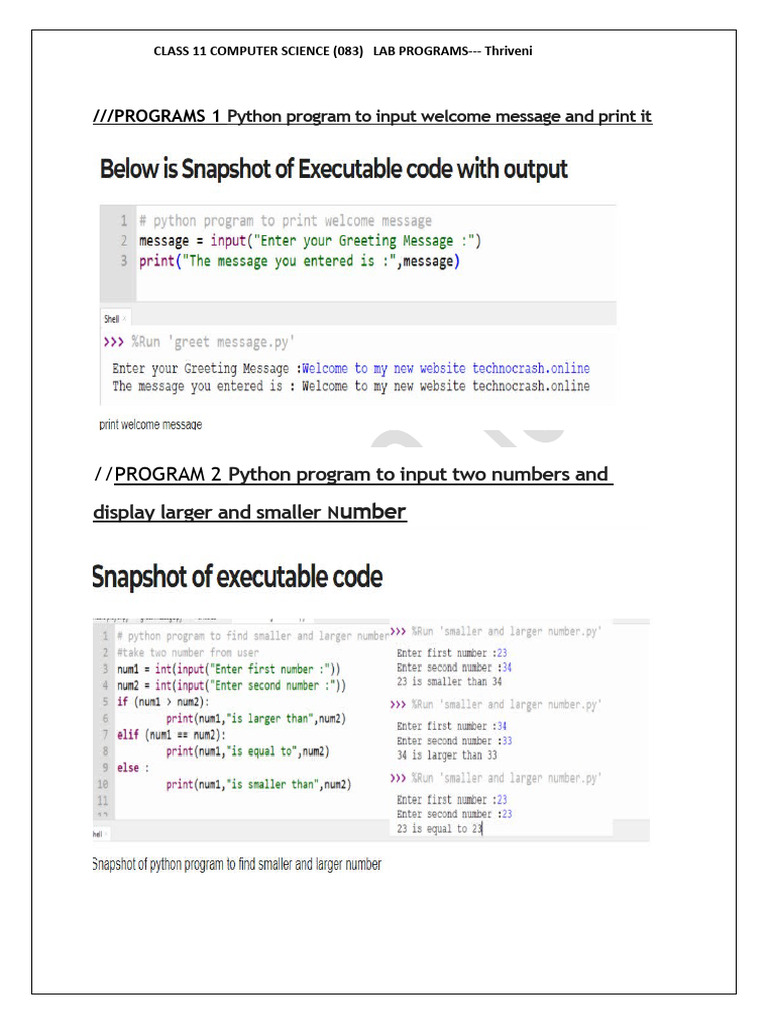 CLASS 11 LAB PRG-complete (1) | PDF | Numbers | Computer Programming