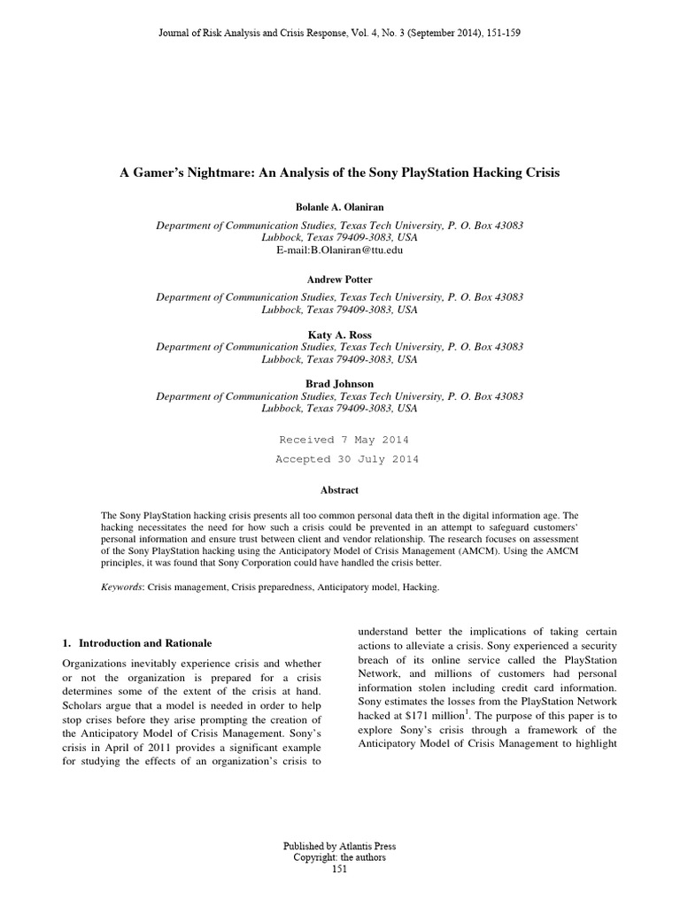 A Gamers Nightmare an Analysis of the Sony PlaySt | PDF | Crisis ...