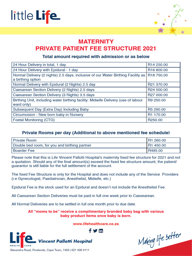 Maternity Fees at Life Vincent Pallotti 2021 | PDF | Childbirth ...