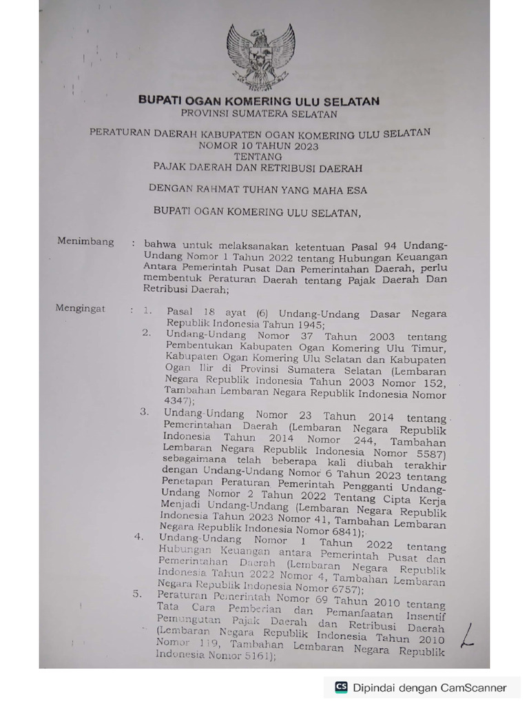 Perbup tentang pajak dan restribusi daerah | PDF