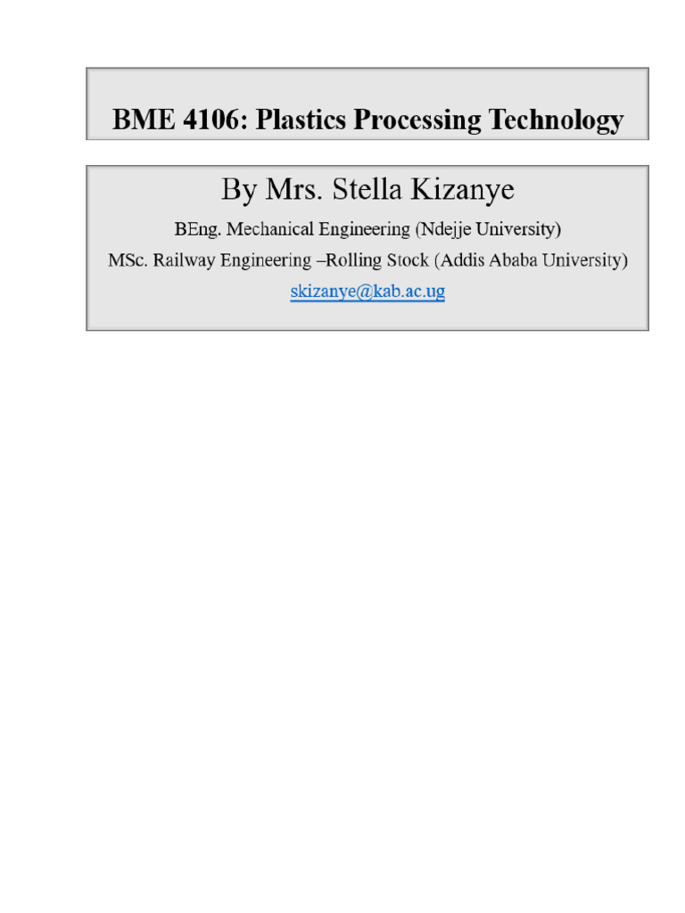 Plastics Processing Technology Lecture 1 | Download Free PDF | Polymers | Polymerization